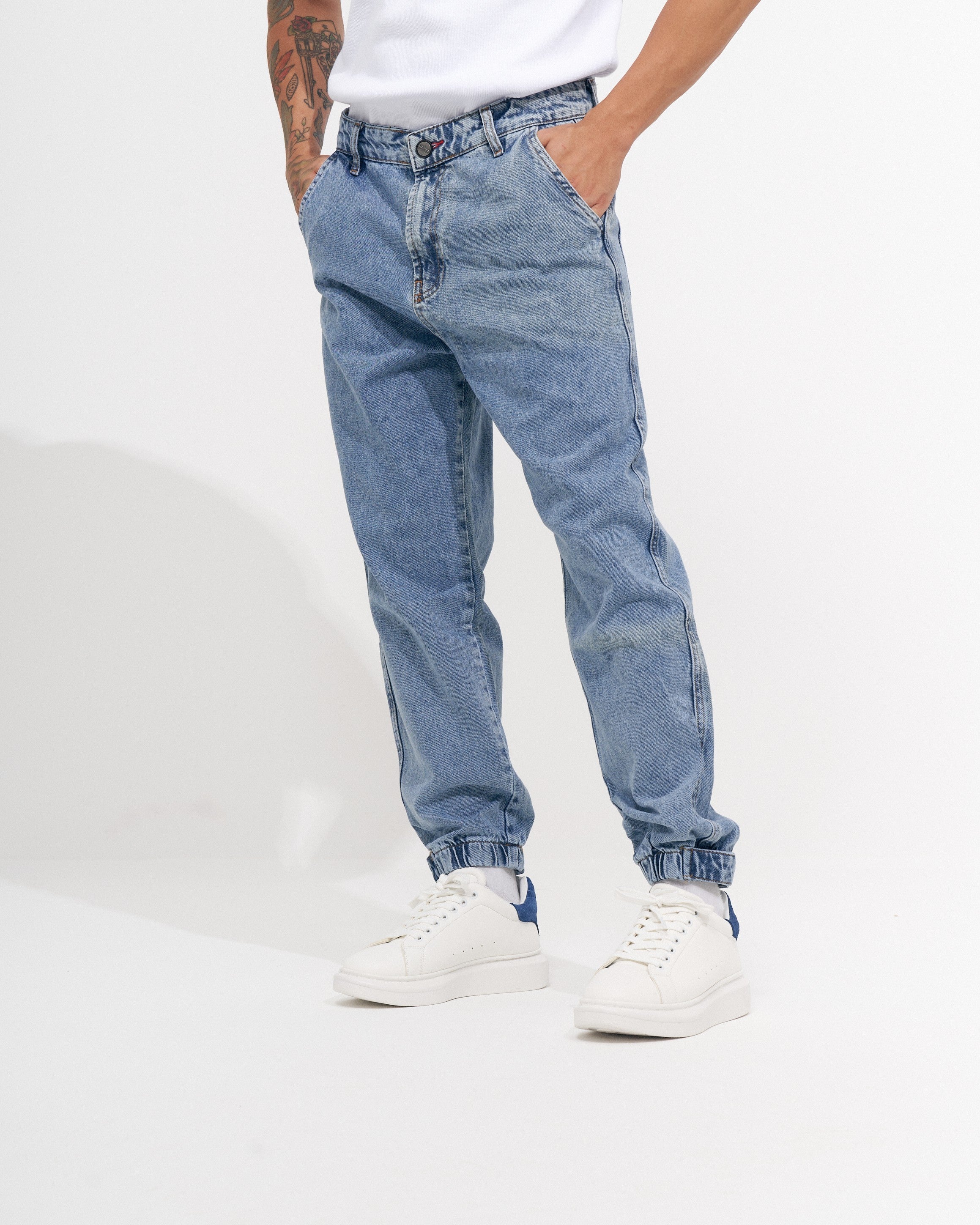 Joggers en Denim Oversize pour Hommes avec Poignets à Scratch | Martin ...