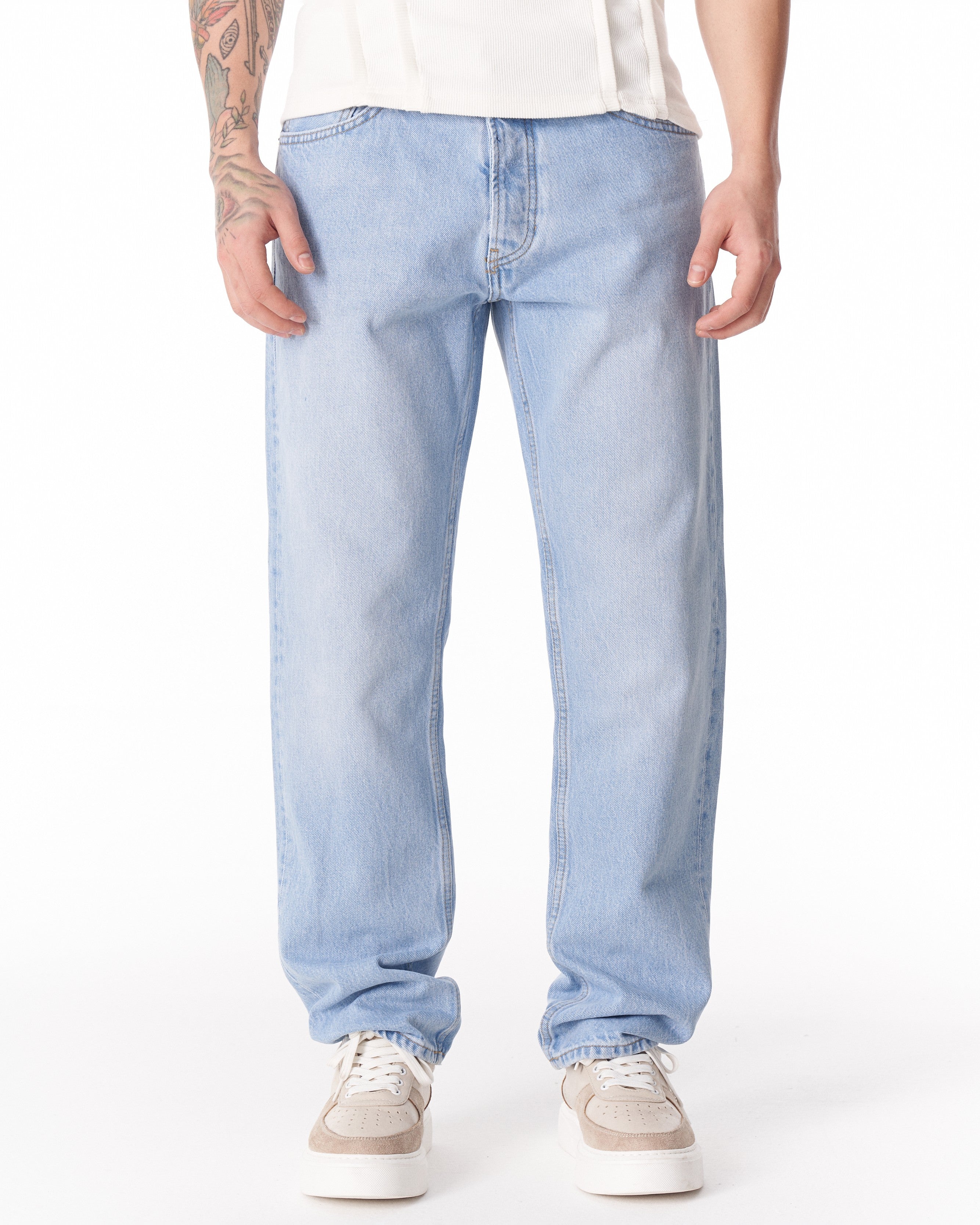 Jeans Bleu Glacé Coupe Ample pour Homme | Martin Valen