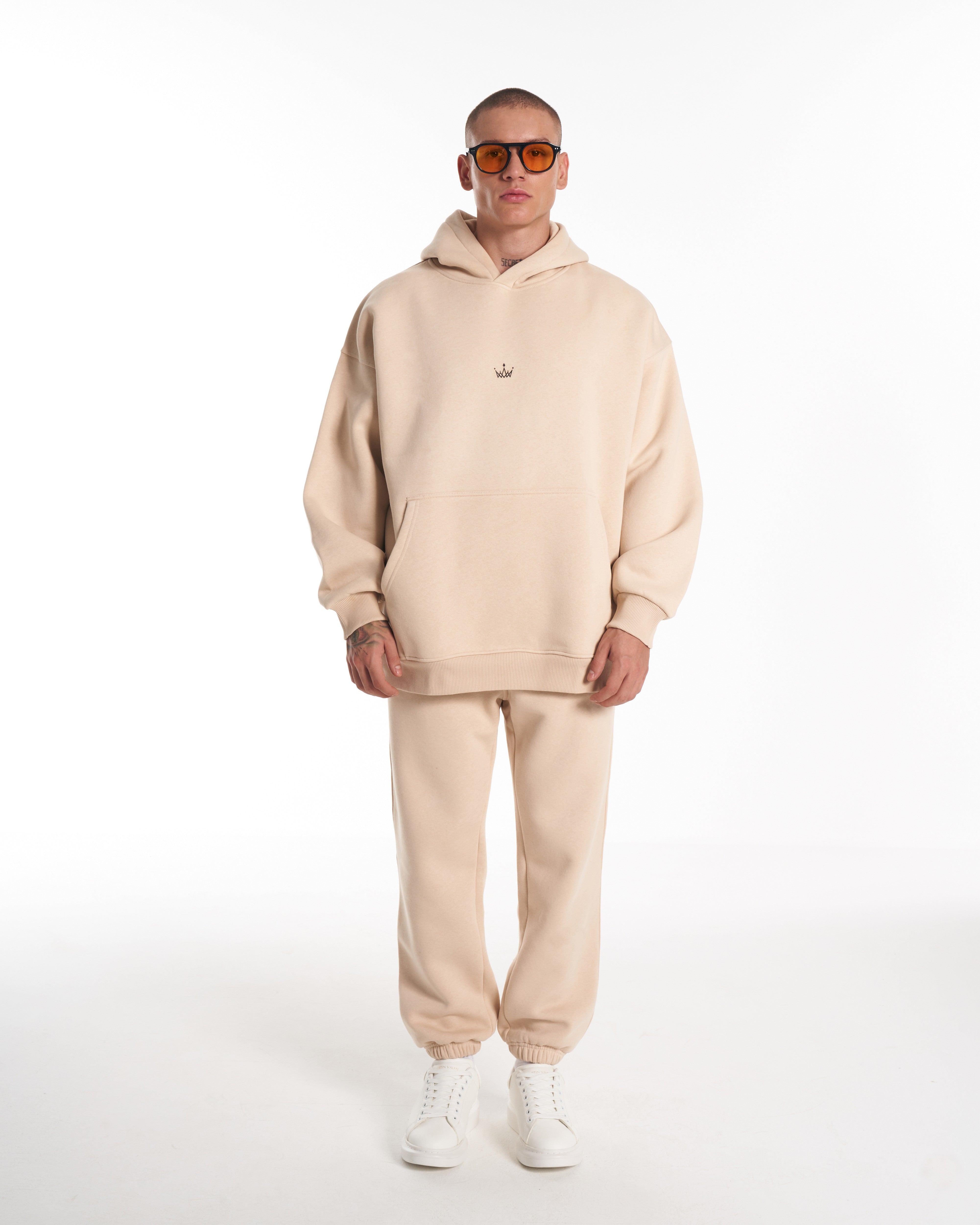 Conjunto de Moletom Oversized Bege Regalia Crown | MV