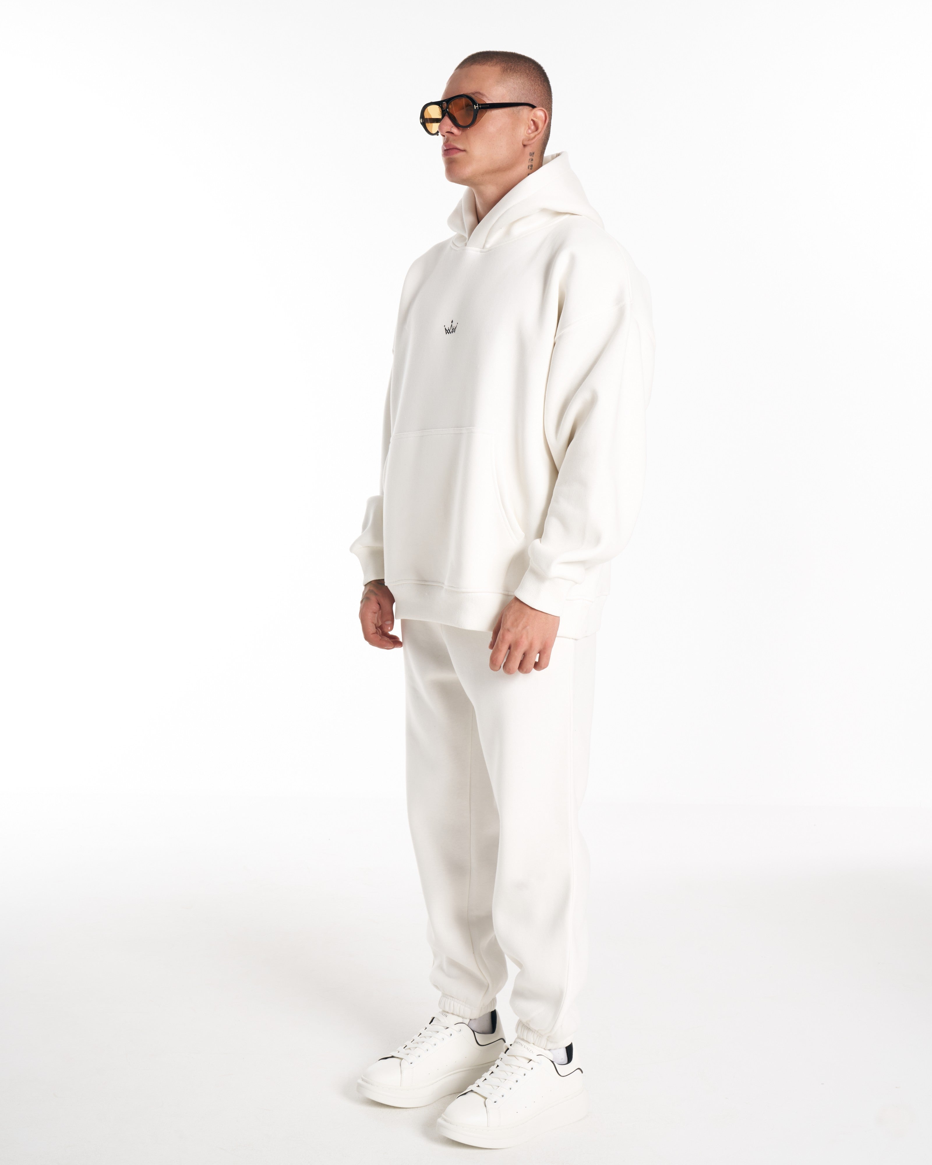 Conjunto de Chándal con Sudadera con Capucha Oversize Blanca Regalia Crown