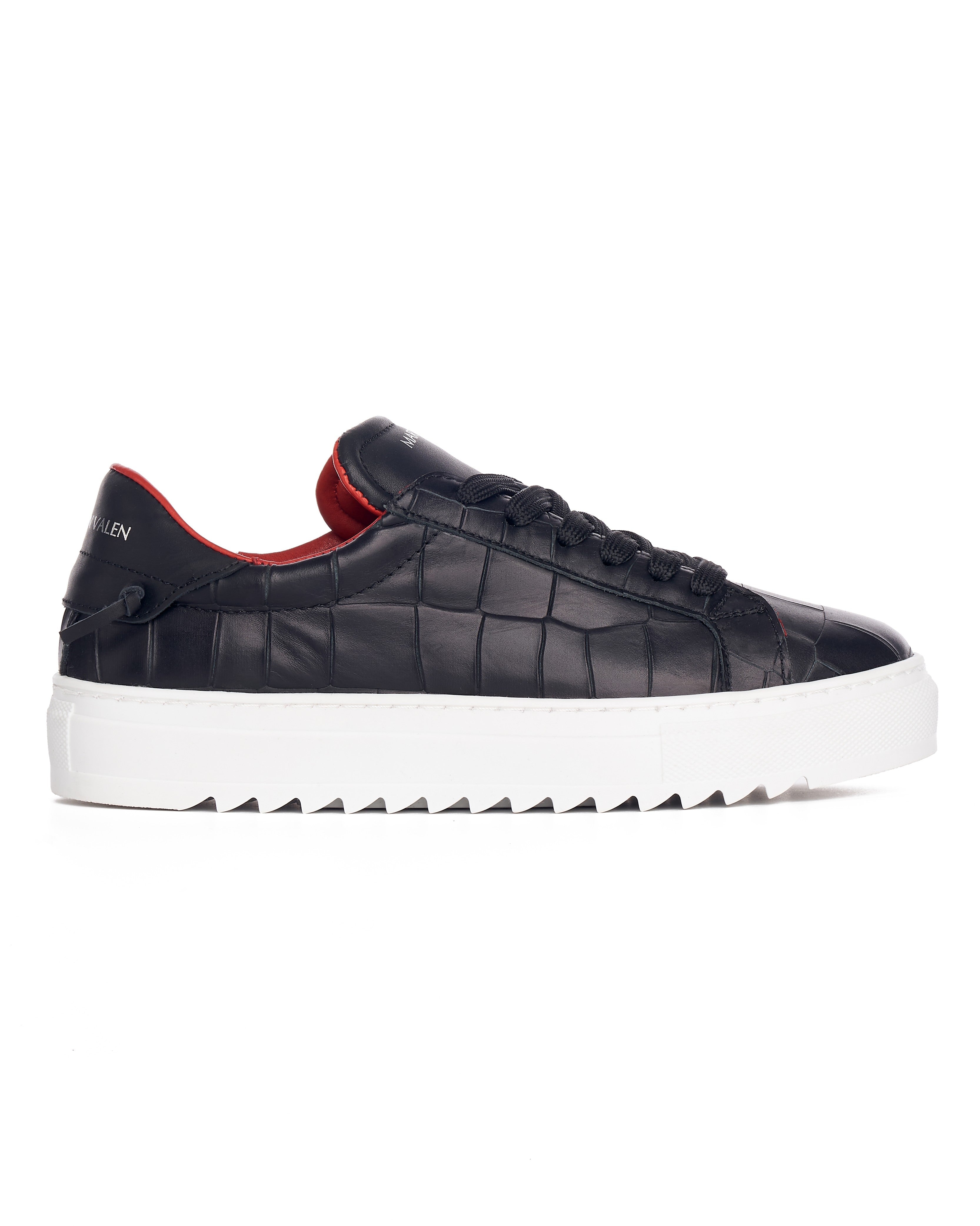 Croco Schwarze Freizeitsneaker aus Echtleder | Martin Valen